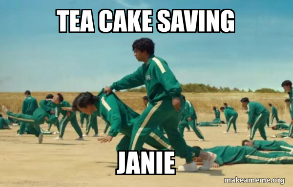 tea cake saving Janie - Squid Game Ali Holding Seong Meme Generator