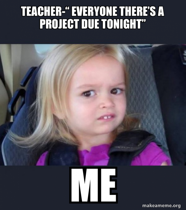 Teacher-“ everyone there’s a project due tonight” Me - Side-Eyes Chloe ...