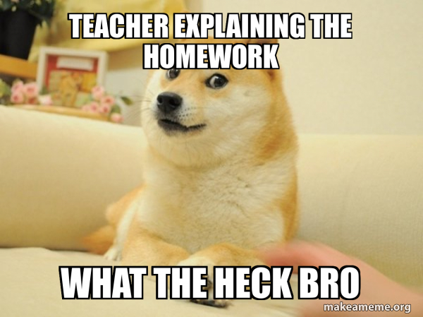 teacher explaining the homework what the heck bro - Doge Meme Generator