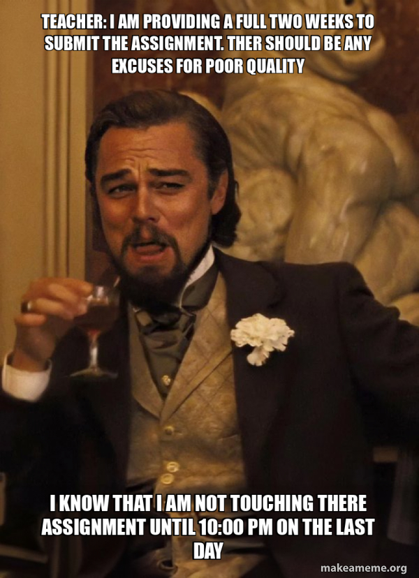 Teacher: I am providing a full two weeks to submit the assignment. Ther ...