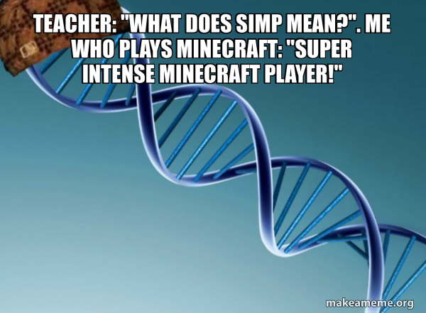 Teacher: "what does simp mean?". Me who plays minecraft: "SUPER INTENSE ...