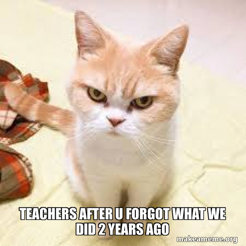 Teachers after u forgot what we did 2 years ago Meme Generator