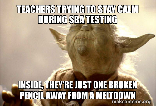 Teachers trying to stay calm during SBA testing Inside, they're just ...