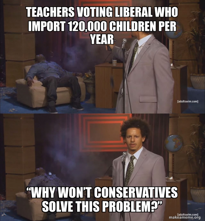 Teachers voting Liberal who import 120,000 children per year “Why won’t ...