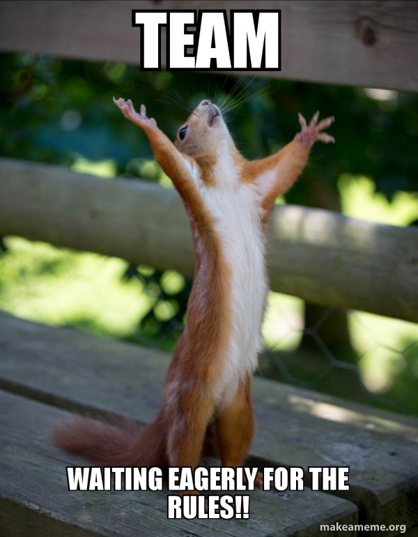 Team Waiting eagerly for the rules!! - Happy Squirrel Meme Generator