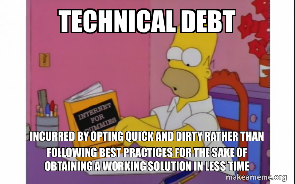 Technical Debt Incurred by opting quick and dirty rather than following ...