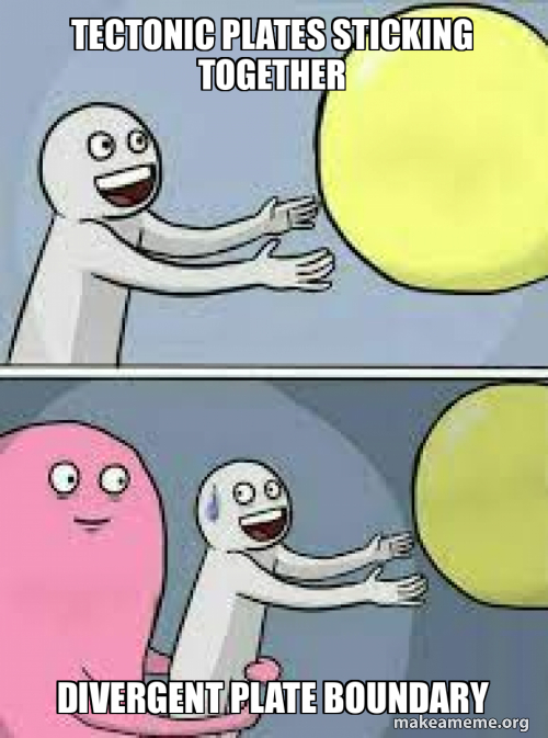 tectonic plates sticking together divergent plate boundary Meme Generator