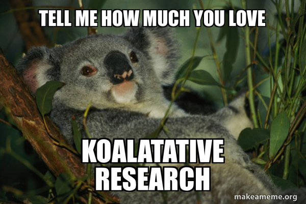 Tell me how much you love koalatative research - Laid Back Koala Meme ...