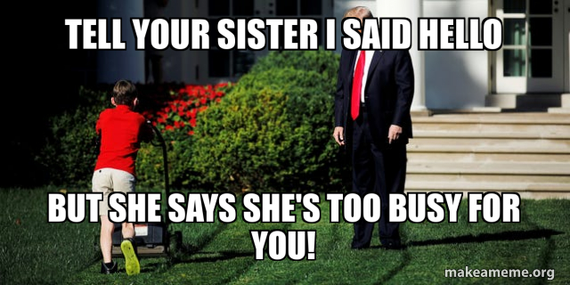 Tell your sister I said hello But she says she's too busy for you! Meme ...