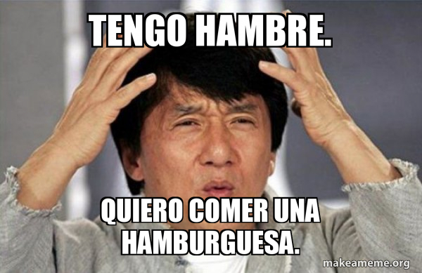 Tengo hambre. Quiero comer una hamburguesa. - Jackie Chan Why? Meme ...