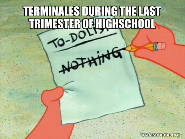 Terminales during the last trimester of highschool - TO-DO List Meme ...