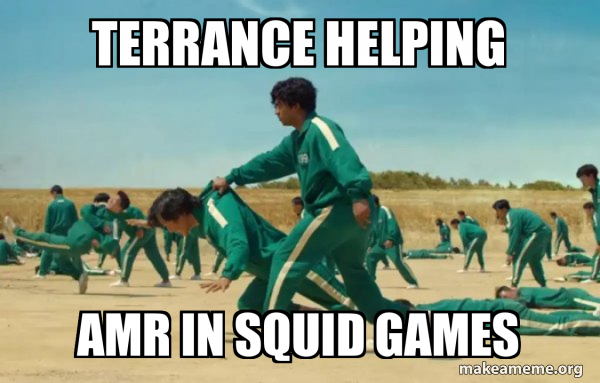 terrance helping amr in squid games - Squid Game Ali Holding Seong Meme ...