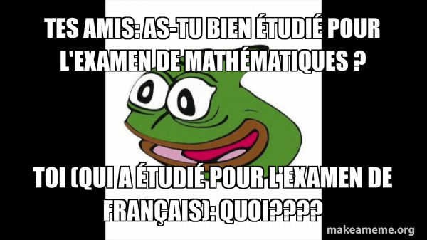 Tes amis: As-tu bien étudié pour l'examen de mathématiques ? Toi (qui a ...