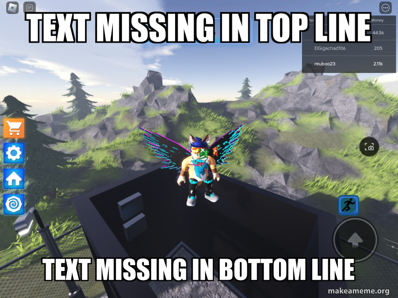 Text missing in top line Text missing in bottom line Meme Generator