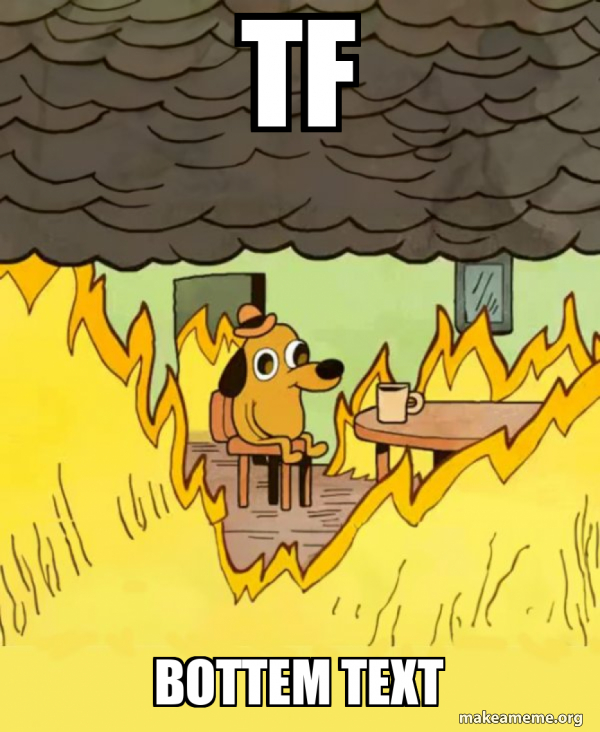 TF Bottem Text - This Is Fine Meme Generator