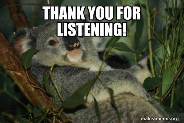 Thank you for listening! - Laid Back Koala Meme Generator