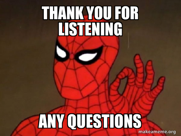 thank you for listening any questions - Spiderman - Care factor Zero ...