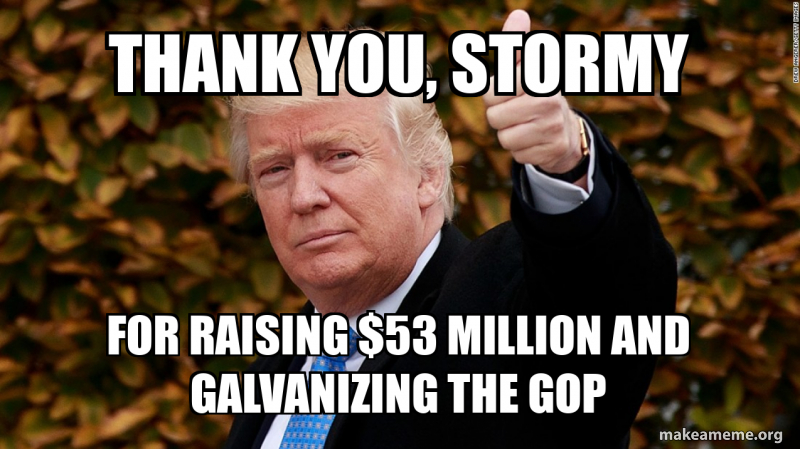 Thank you, Stormy For raising $53 million and galvanizing the GOP Meme ...