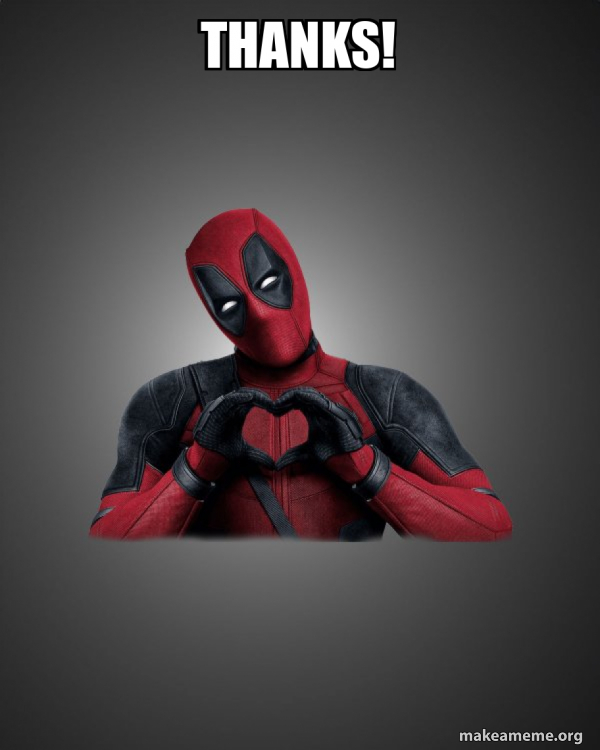 THANKS! - Deadpool Heart Hands Meme Generator