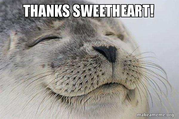 Thanks Sweetheart! - Satisfied Seal Meme Generator
