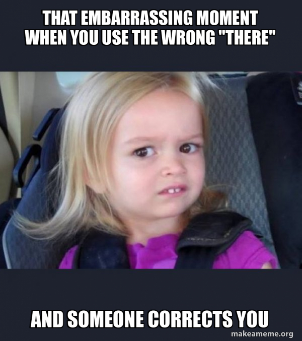 that embarrassing moment when you use the wrong "there" and someone ...