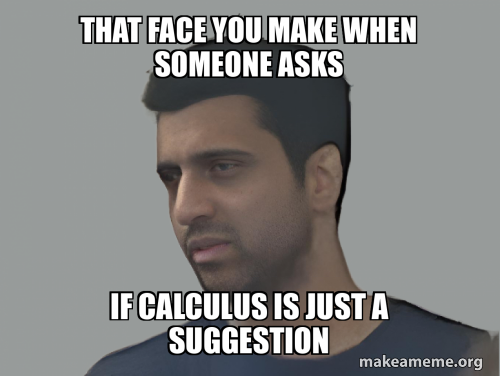 That face you make when someone asks if calculus is just a suggestion ...
