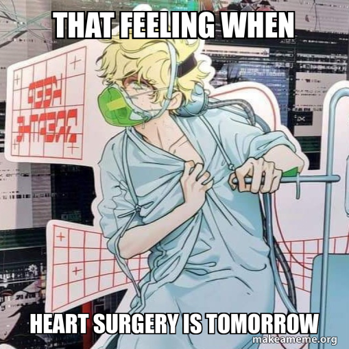that feeling when heart surgery is tomorrow Meme Generator