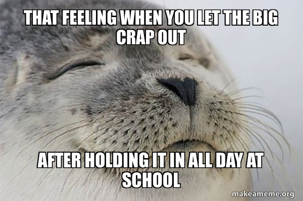 that feeling when you let the big crap out after holding it in all day ...