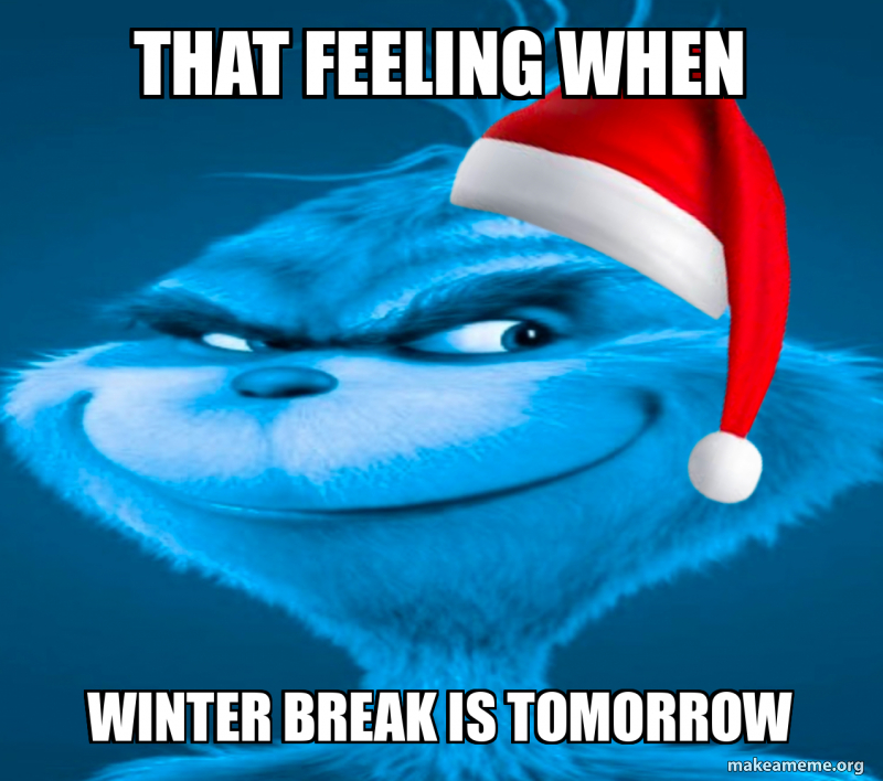 THAT FEELING WHEN winter break is tomorrow Meme Generator