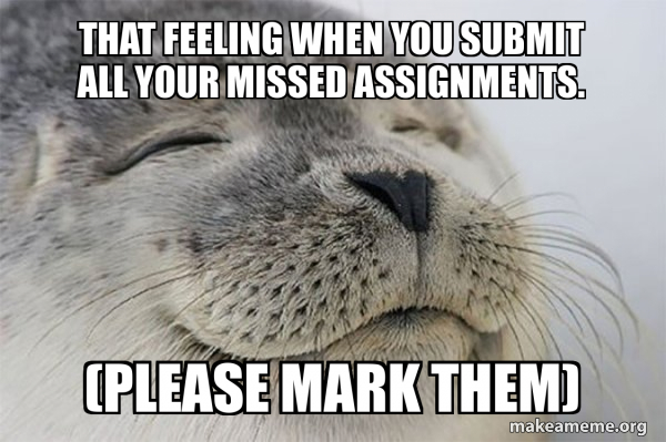 That feeling when you submit all your missed assignments. (please mark ...