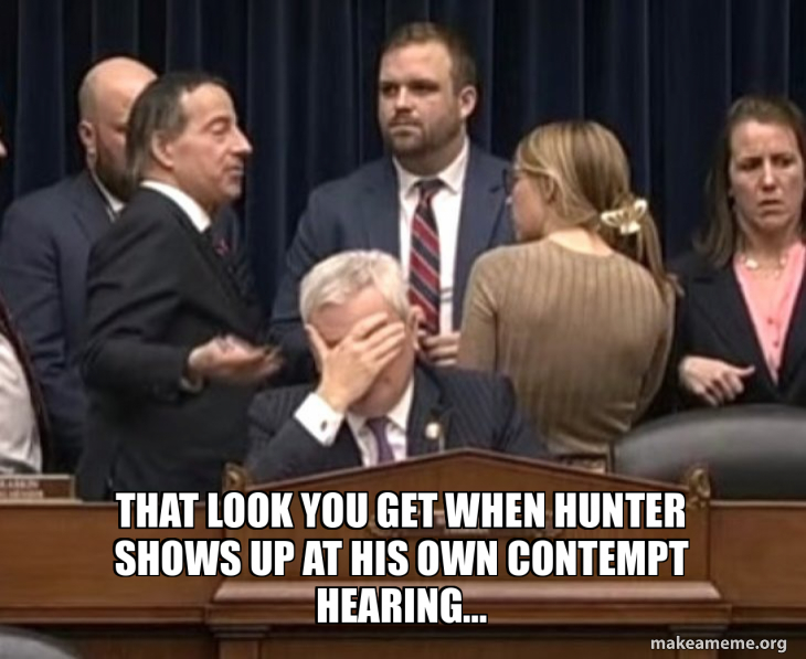 that look you get when hunter shows up at his own contempt hearing ...