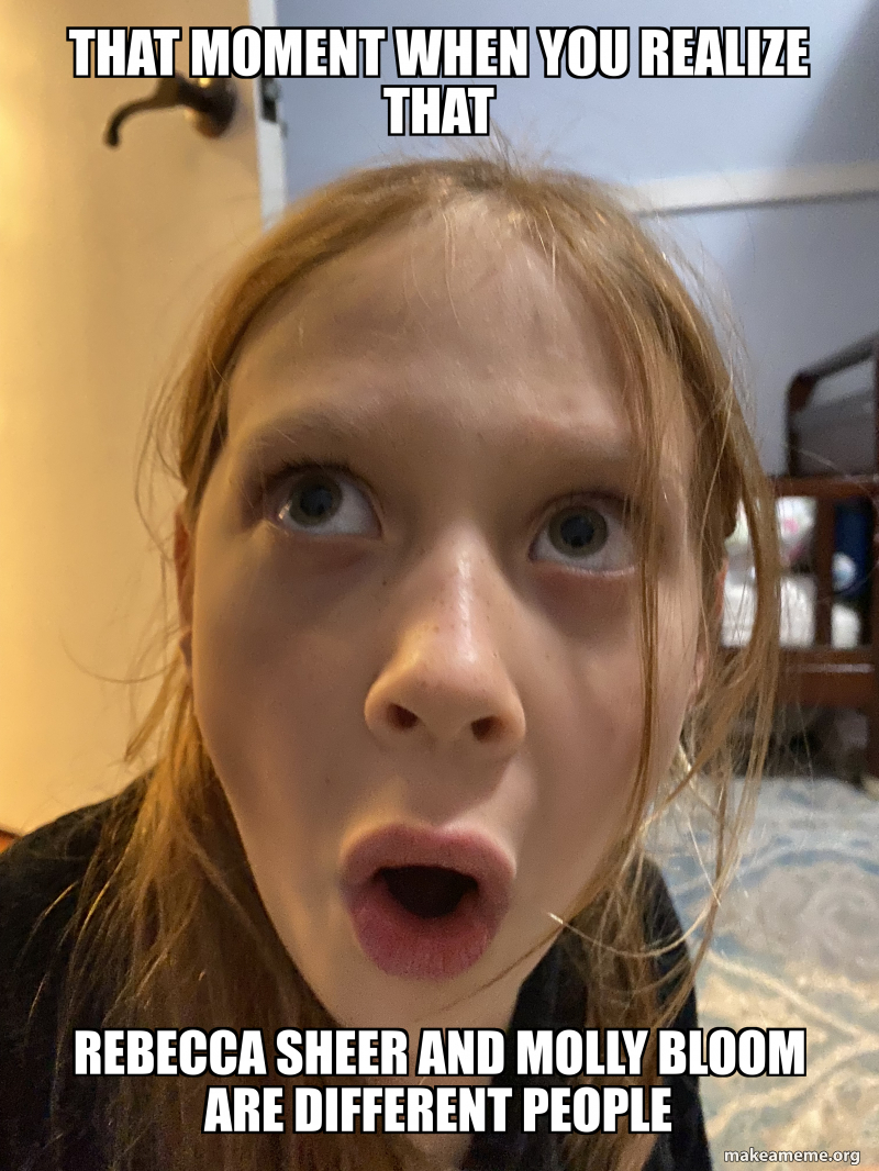 That moment when you realize that Rebecca sheer and molly bloom are different people Meme Generator