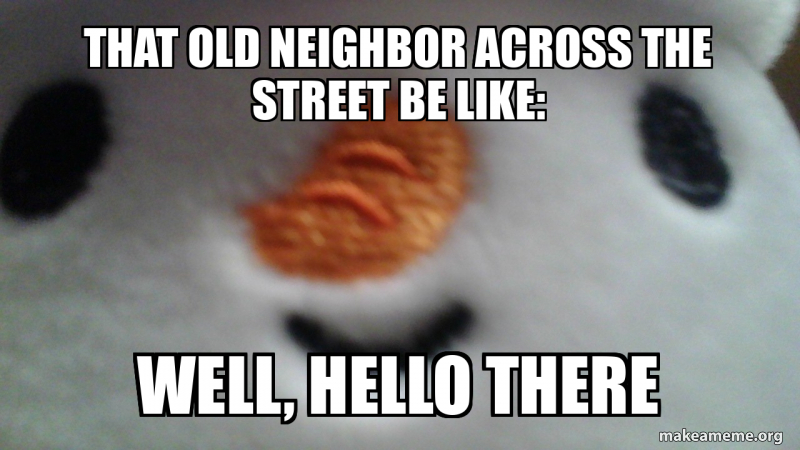that old neighbor across the street be like: Well, hello there Meme ...