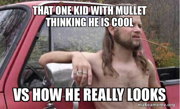 that one kid with mullet thinking he is cool VS how he really looks ...