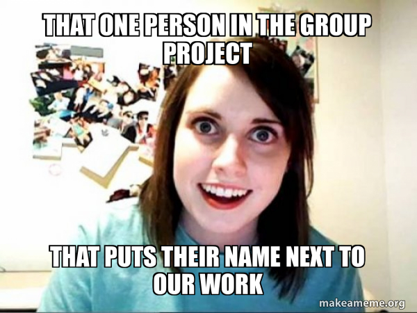 that one person in the group project that puts their name next to our ...