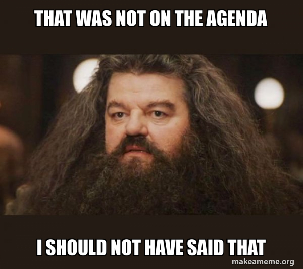 That was not on the agenda I should not have said that - Hagrid - I ...