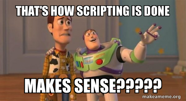 That's how scripting is done Makes sense????? - Buzz and Woody (Toy ...