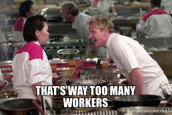 that's way too many workers - Gordon Ramsay Meme Generator