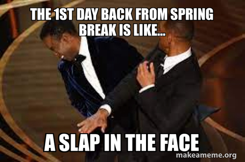 The 1st day back from spring break is like... a slap in the face Meme ...