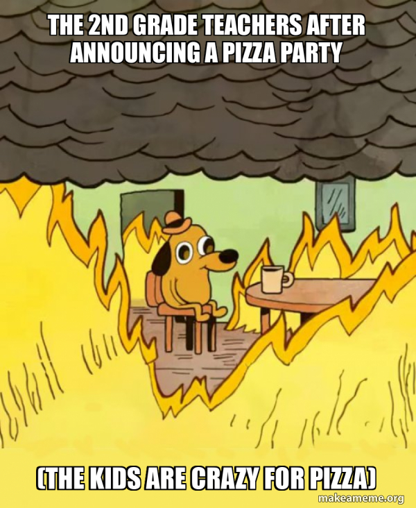 The 2nd grade teachers after announcing a pizza party (the kids are ...