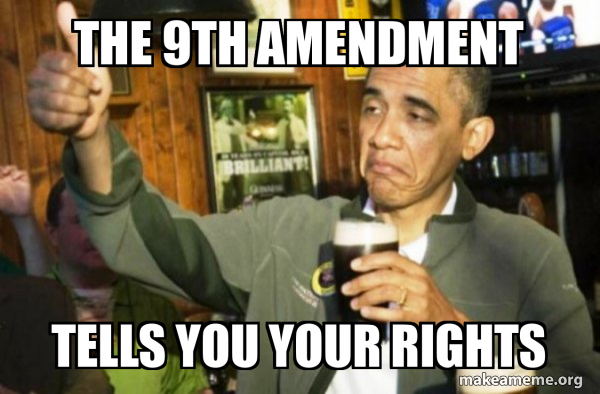 the 9th amendment tells you your rights - Upvote Obama Meme Generator