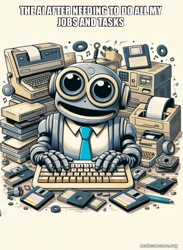 The AI after needing to do all my jobs and tasks - Ai Meme Generator