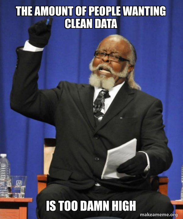 The amount of People wanting clean data is too damn high - Too Damn ...