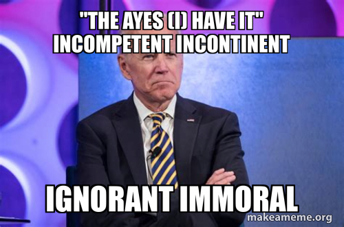 "the ayes (I) have IT" incompetent incontinent ignorant immoral Meme ...