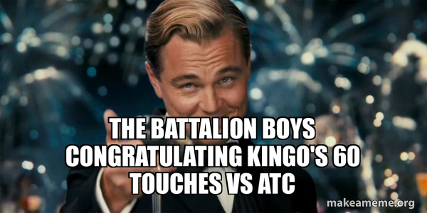 The battalion boys congratulating Kingo's 60 touches vs ATC - Great ...