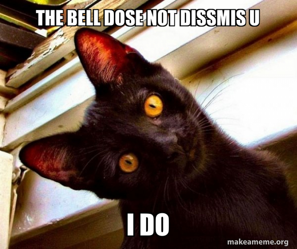 the bell dose not dissmis u i do - Overly Attached Cat Meme Generator