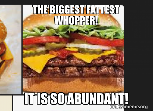 The biggest fattest WHOPPER! it is so abundant! Meme Generator