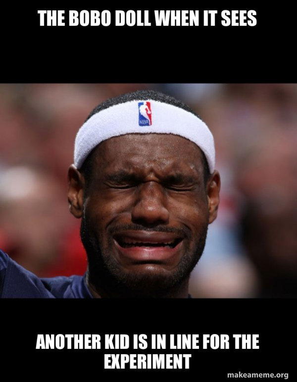 THE BOBO DOLL WHEN IT SEES ANOTHER KID IS IN LINE FOR THE EXPERIMENT ...
