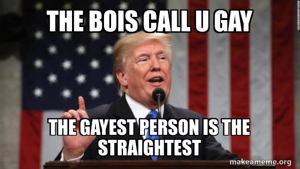 The Bois Call U Gay The Gayest Person Is The Straightest Donald Trump Make A Meme the-bois-call-u-gay-the-gayest-person-is-the-straightest-donald-trump-make-a-meme