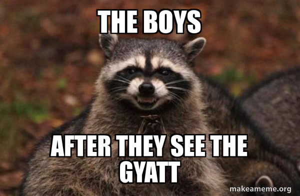 The boys After they see the gyatt - Evil Plotting Raccoon Meme Generator